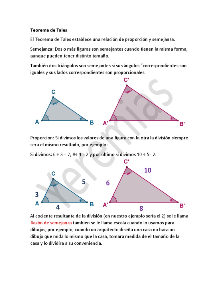 Teorema de Tales y sus Aplicaciones | PDF | Triángulo | Matemáticas