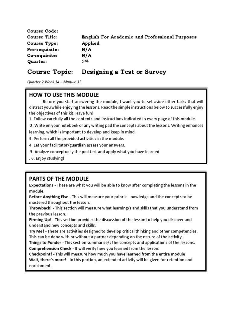 Eapp Module3 2QW5 | Download Free PDF | Survey Methodology | Questionnaire