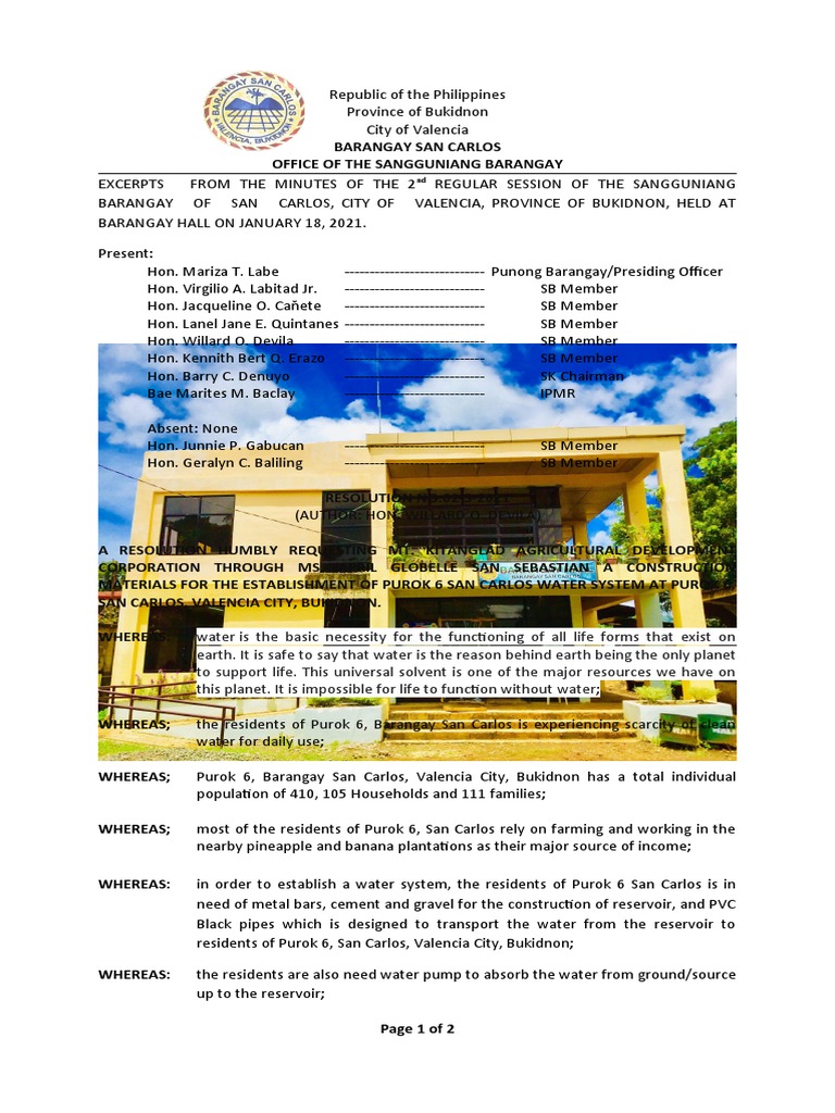 02-S-2021 Purok 6 Water System | PDF