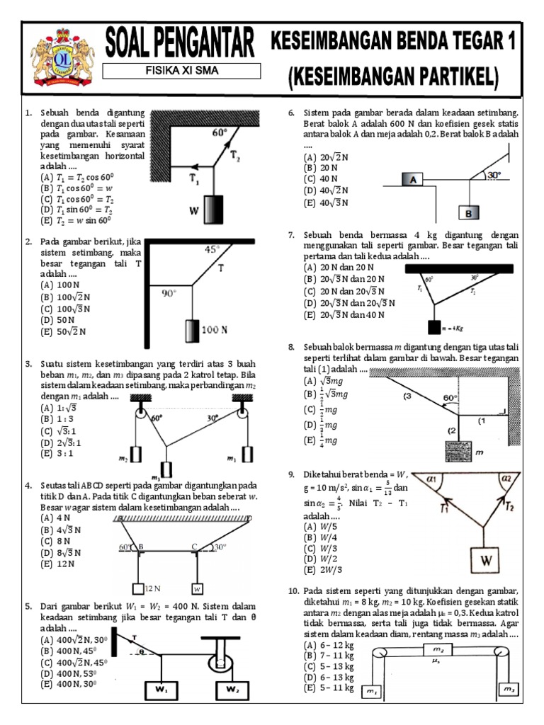 Soal Pengantar Keseimbangan Partikel | PDF