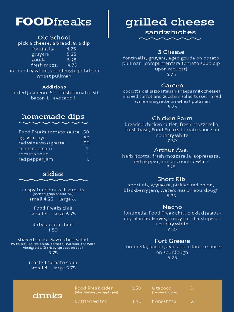 Food Freaks Menu | PDF | Foods | Cuisine