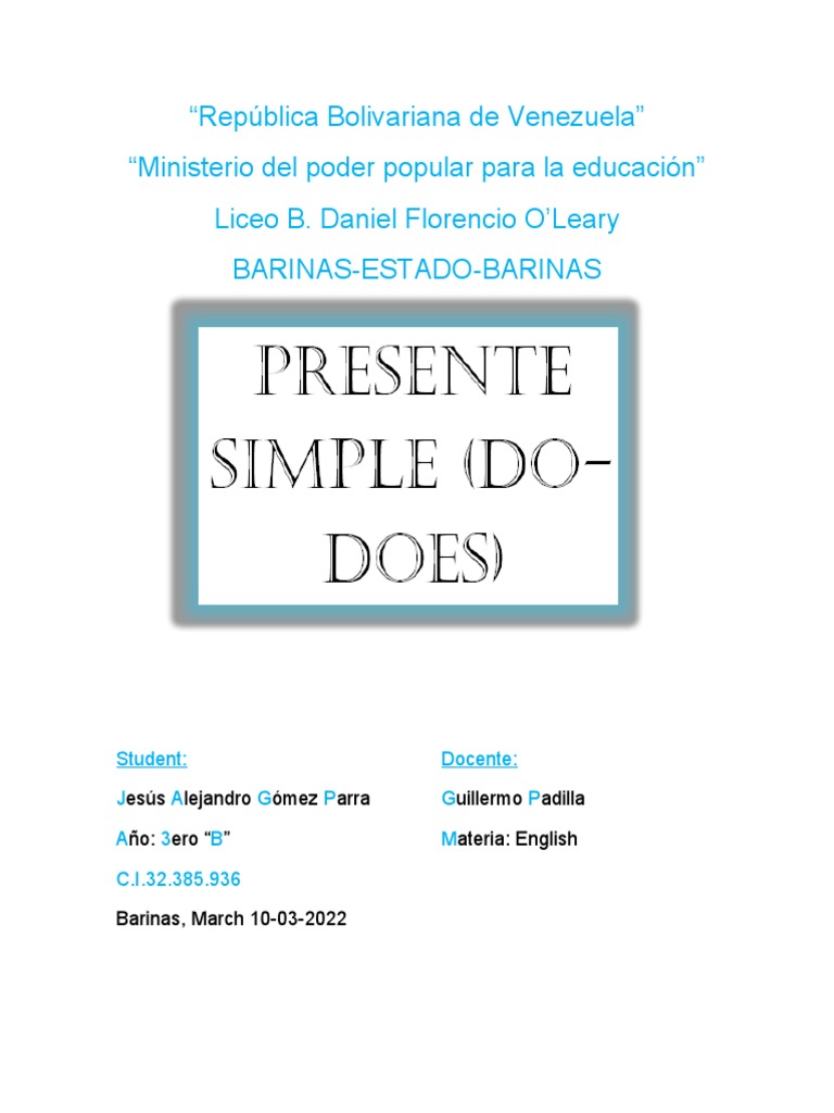 Presente Simple (Do-Does) | PDF | Verbo | Morfología