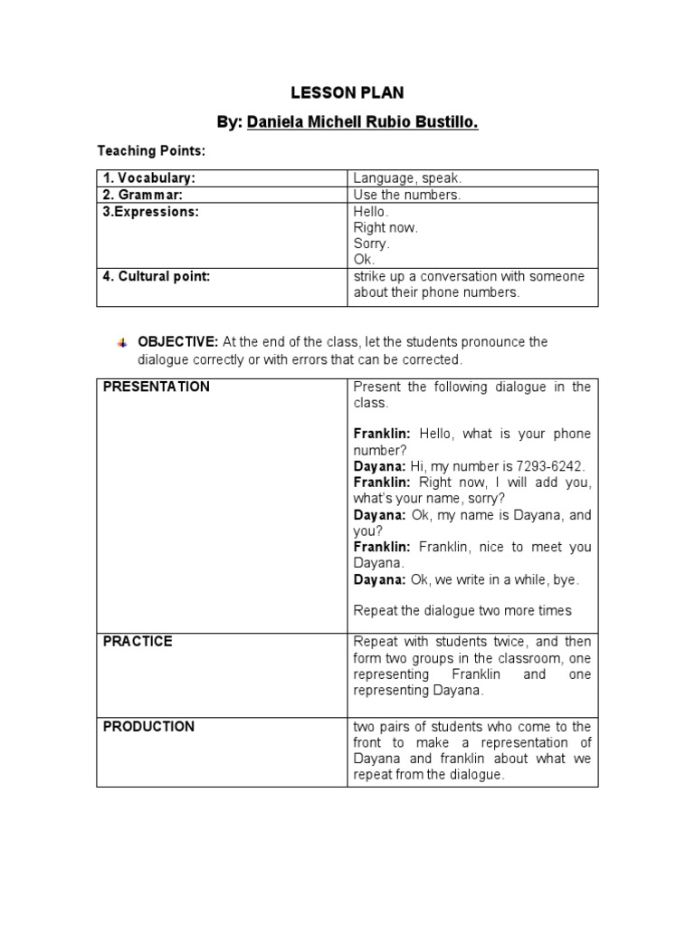 LESSON PLAN Dialogue | PDF