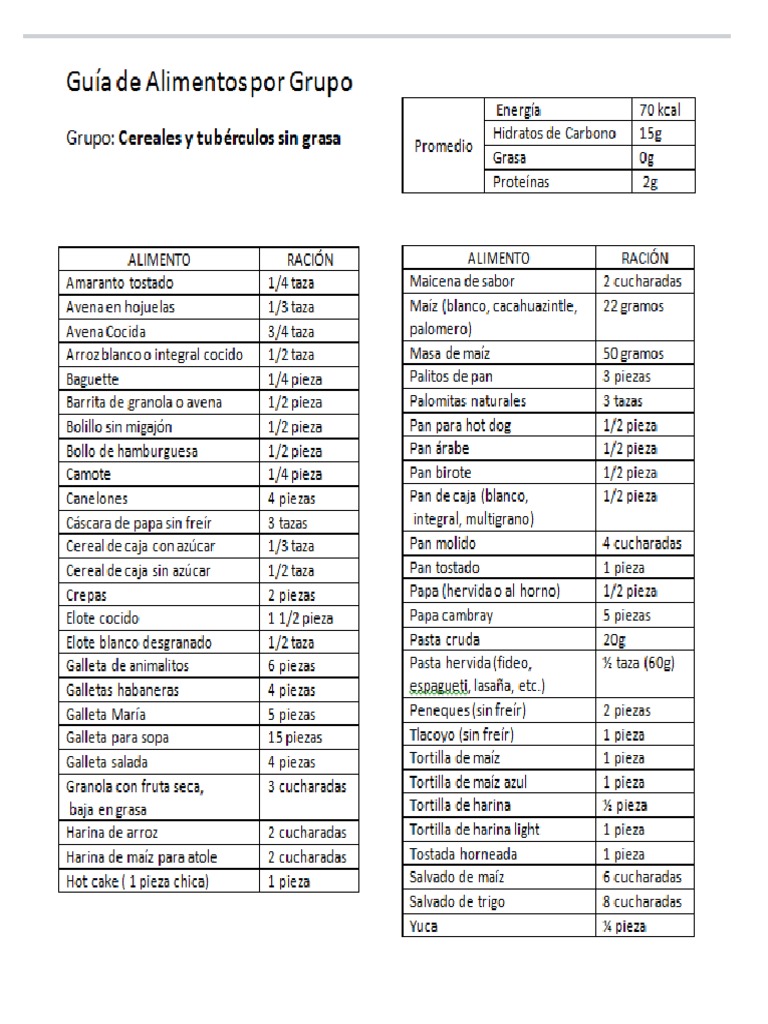 Guía de Alimentos | PDF