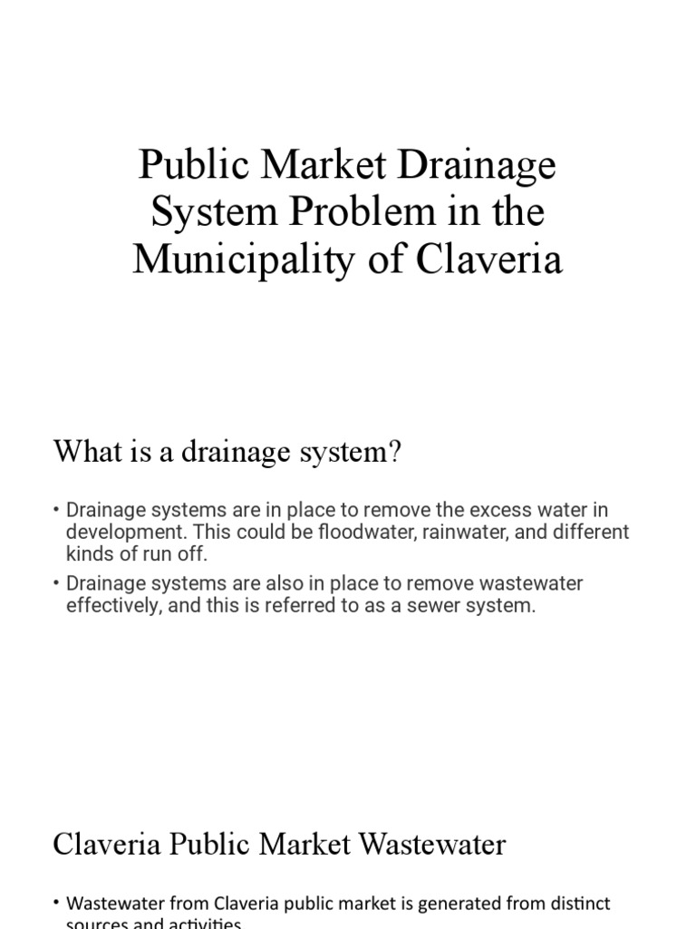 Public Market Drainage System Problem in The Municipality of Claveria ...