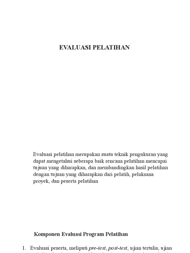 Evaluasi Efektivitas Pelatihan | PDF