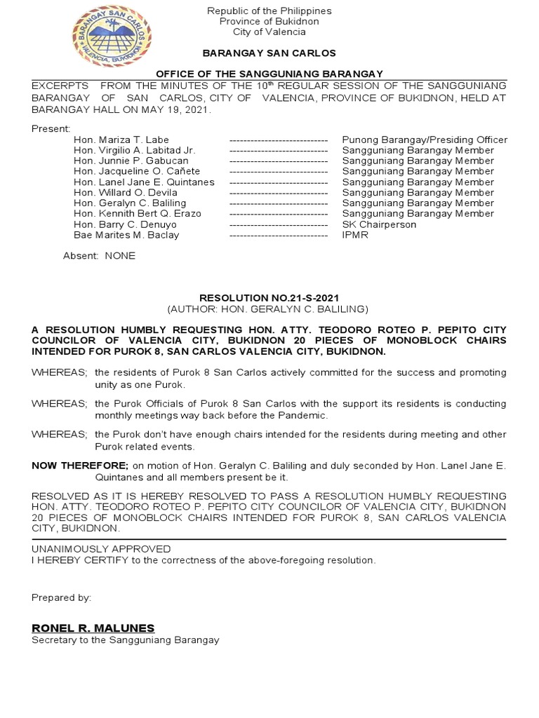 21-S-2021 Monoblock Chairs by Wad. Baliling | PDF | Philippines