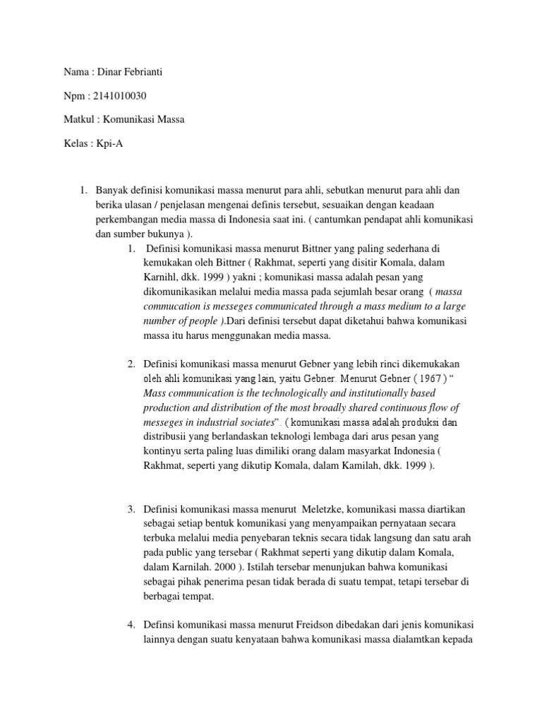 Tugas Komunikasi Massa Pdf 