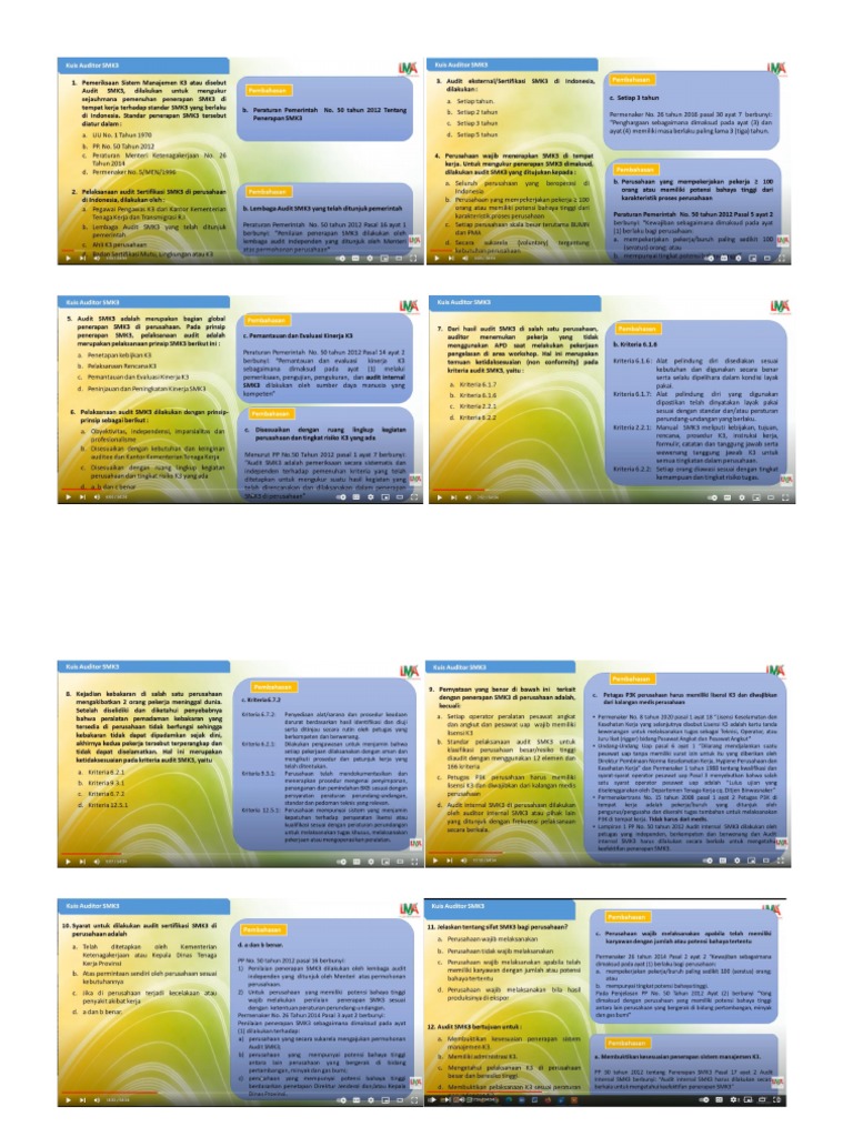 Contoh Soal Ujian Auditor SMK3 | PDF