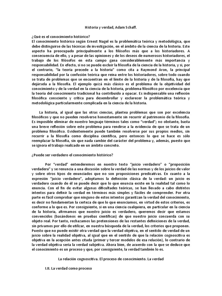 Adam Schaff - Resumen | PDF | Verdad | Conocimiento