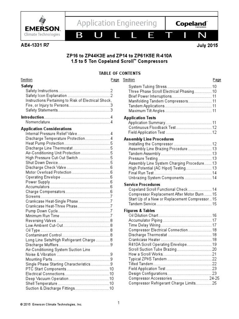 ZP16 To ZP44K3E and ZP14 To ZP61K5E R-410A 1.5 To 5 Ton Copeland Scroll ...