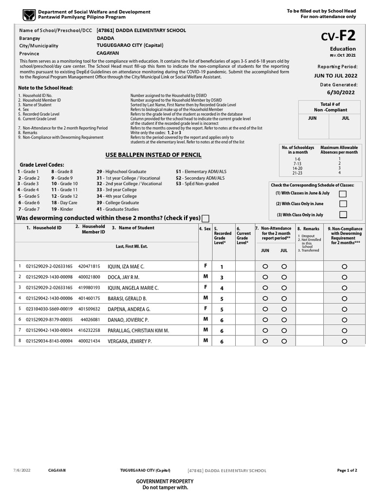 1st Page 2022 P3 CV FORM 2 REG.2 - Final | PDF | Educational Stages ...