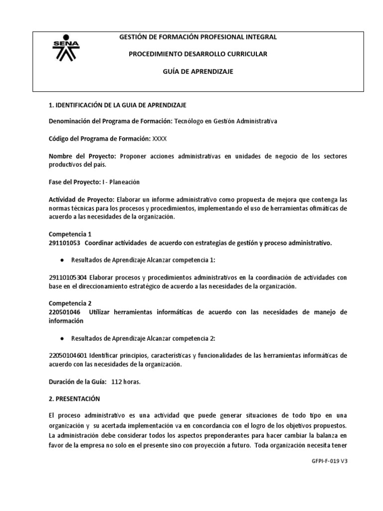 (3.2) GFPI-F-019 - Formato - Guia - de - Aprendizaje N° 2 | PDF | Planificación | Planificación ...