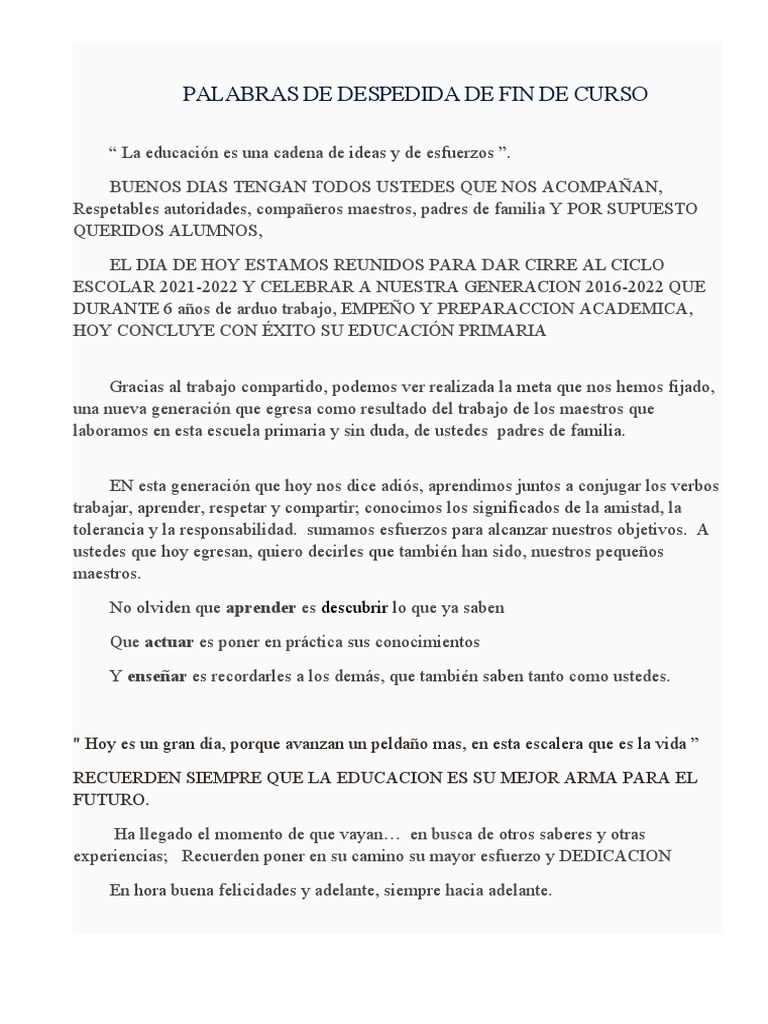 Discurso de Clausura | PDF