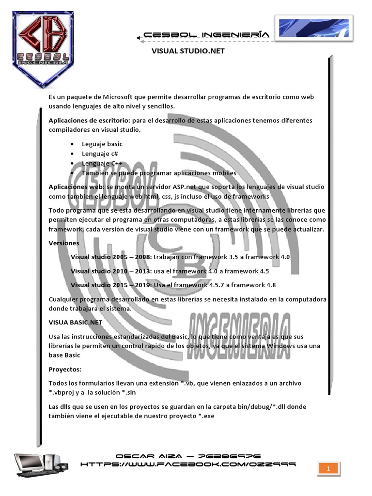 VISUAL STUDIO Programacion Facil | PDF | Microsoft Visual Studio | .NET Framework