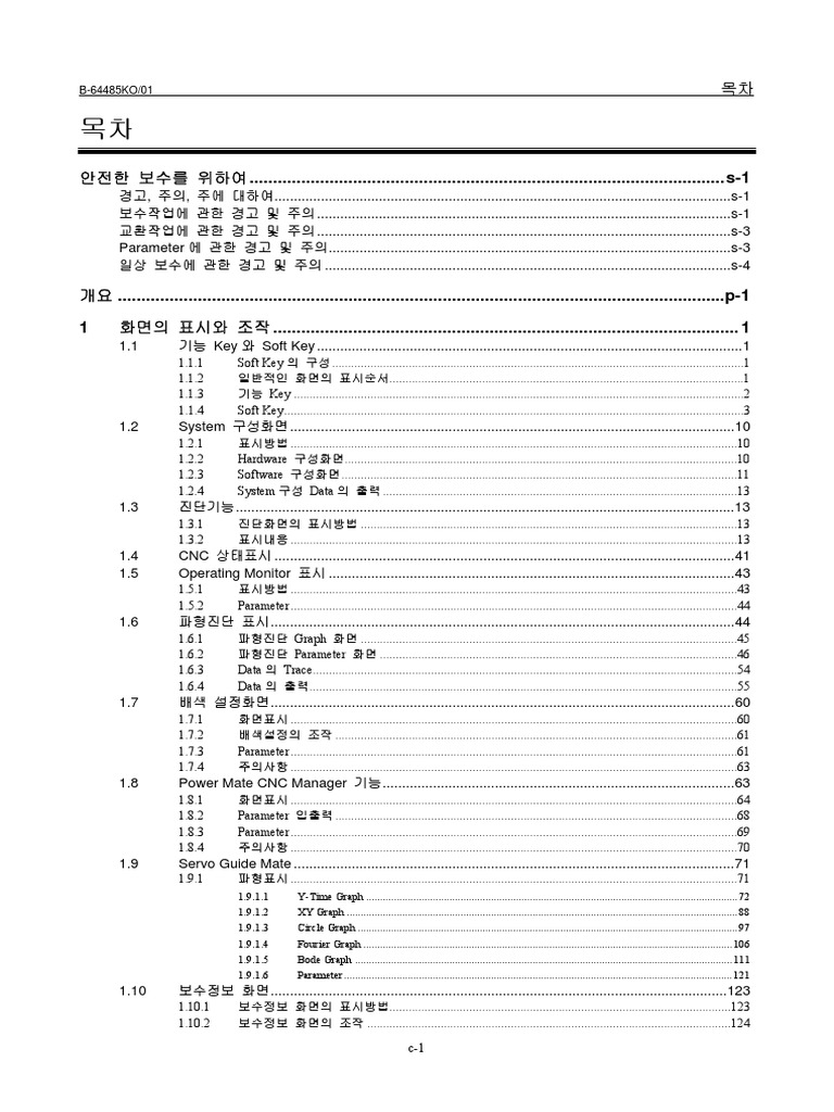 FANUC - 35iB (KH50G 콘트롤러) 보수매뉴얼 목차 | PDF
