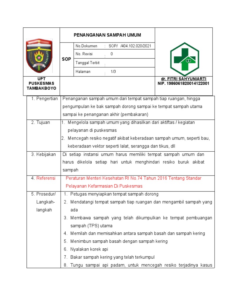 Sop Penangan Sampah Umum | PDF