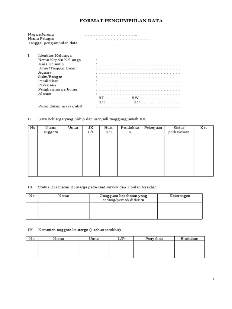 Format Pengumpulan Data P4K 2016 | PDF