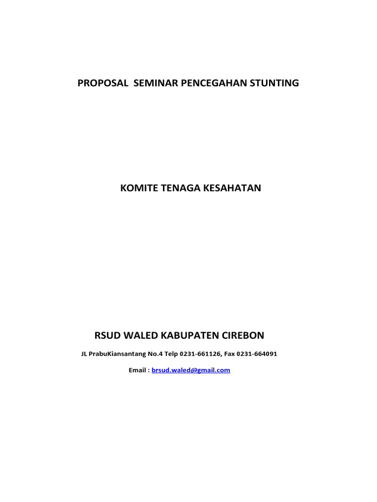 Proposal Seminar Pencegahan Stunting | PDF