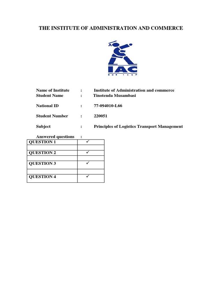 Principles of Logistics Transport Management | PDF | Inventory | Logistics