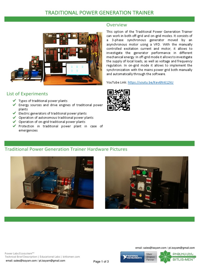 Traditional Power Generation Trainer | Download Free PDF | Electric Generator | Electric Motor