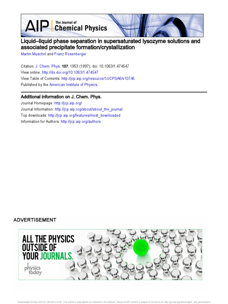 Liquid-Liquid Phase Separation in Supersaturated Lysozyme Solutions and ...