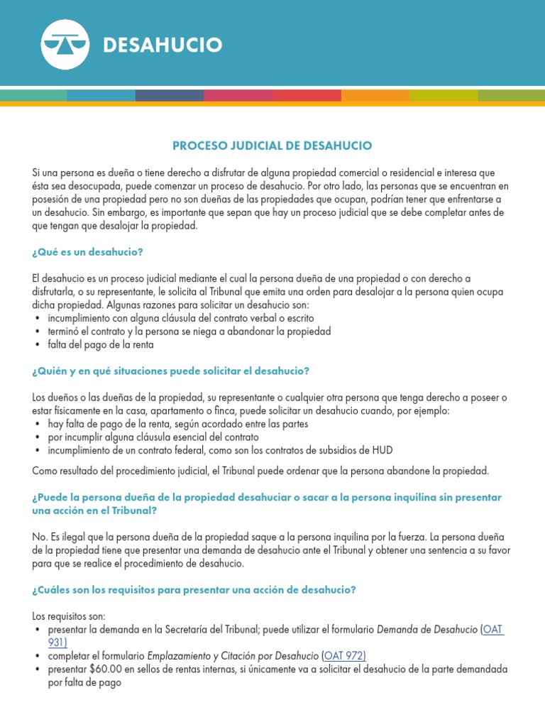 Proceso de Desahucio Del PODER JUDICIAL DE PR | PDF | Desalojo | Justicia