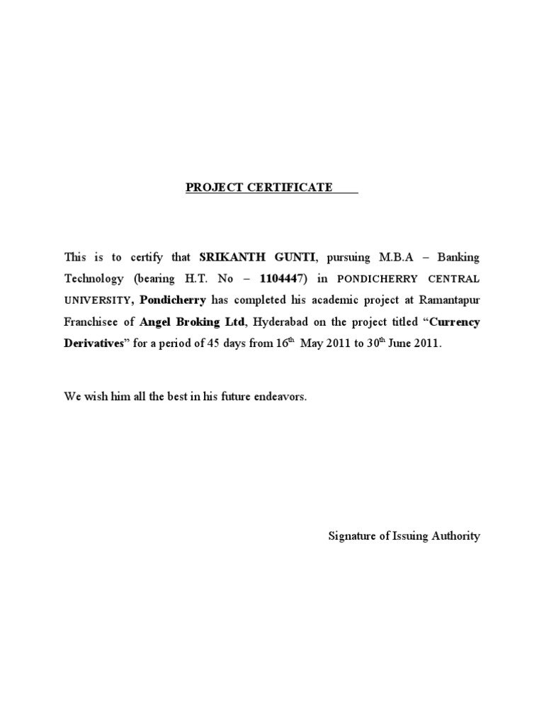 Project Certificate | PDF