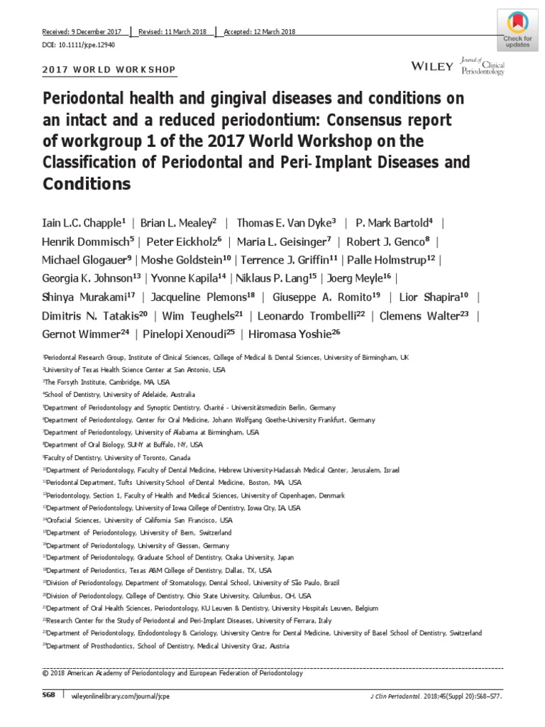 2017 Chapple Periodontal Health and Gingival Diseases and Conditions On ...