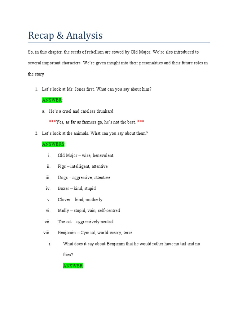 Old Major's Speech Analysis in Animal Farm | PDF | Rhetoric