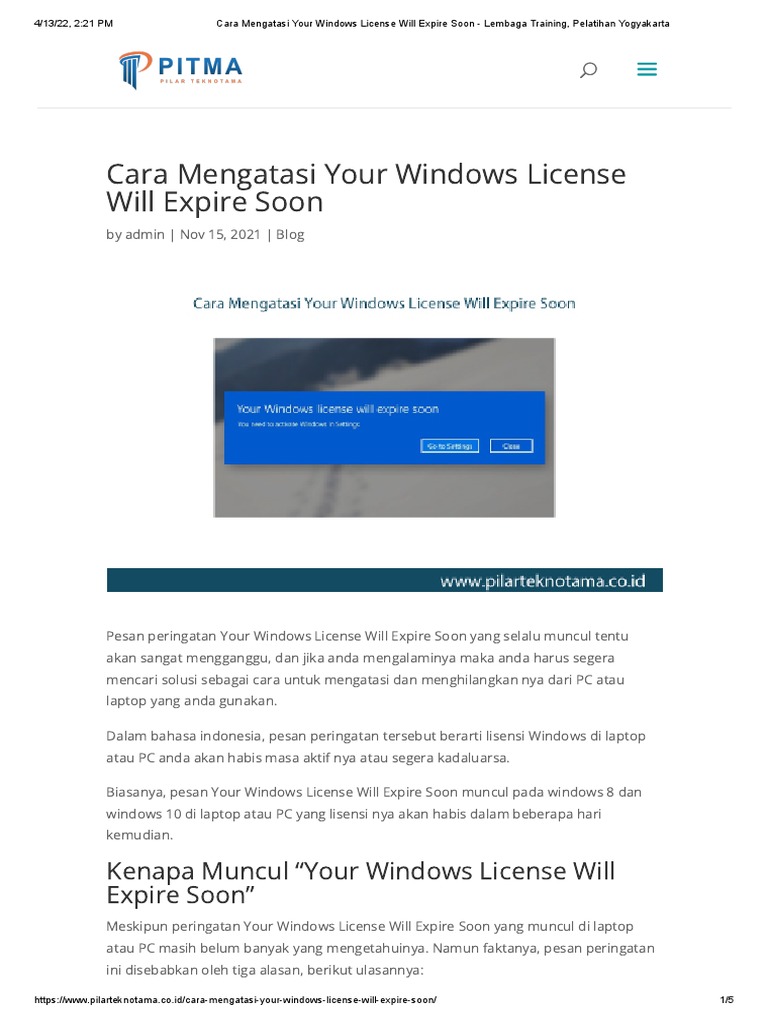 Cara Mengatasi Your Windows License Will Expire Soon | PDF
