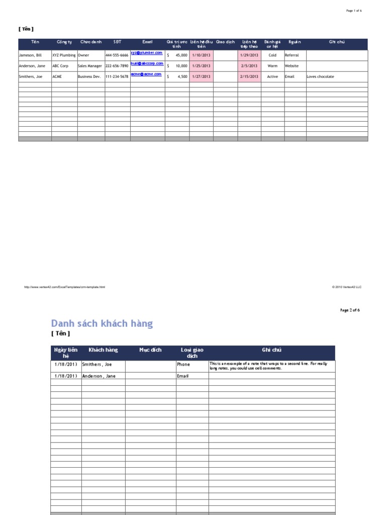 File Excel Quan Ly Khach Hang | PDF