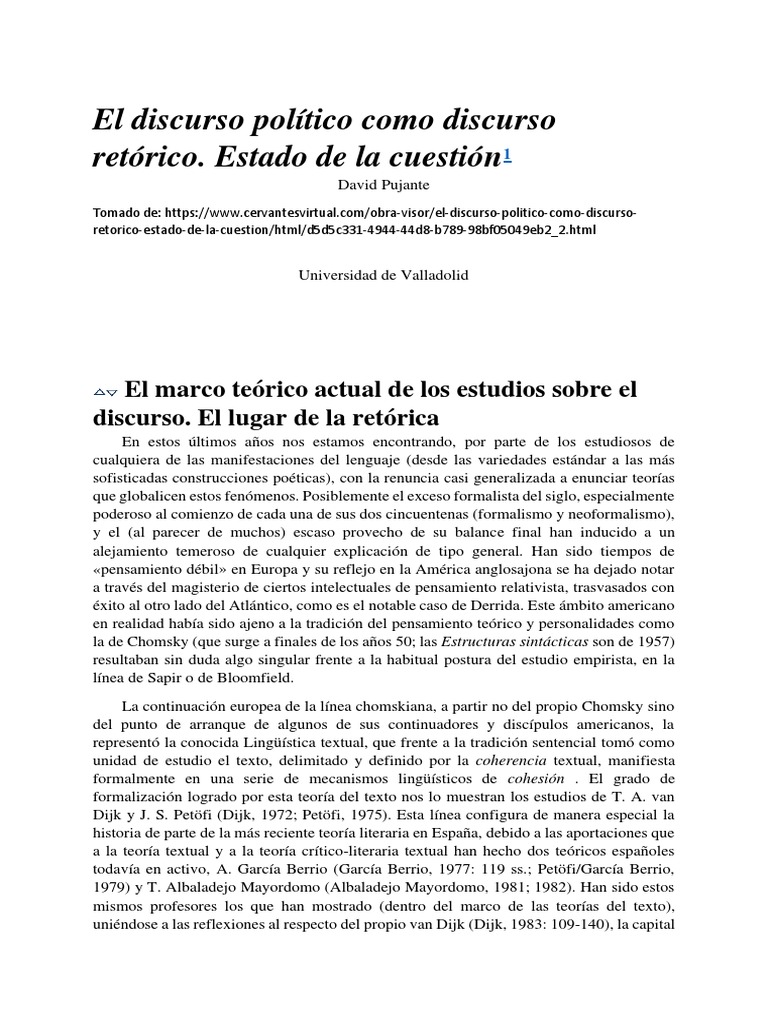 El Discurso Político Como Discurso Retórico | PDF | Retórica | Ideologías