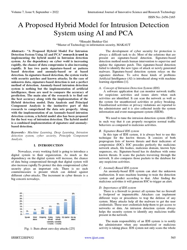 A Proposed Hybrid Model For Intrusion Detection System Using Ai And Pca