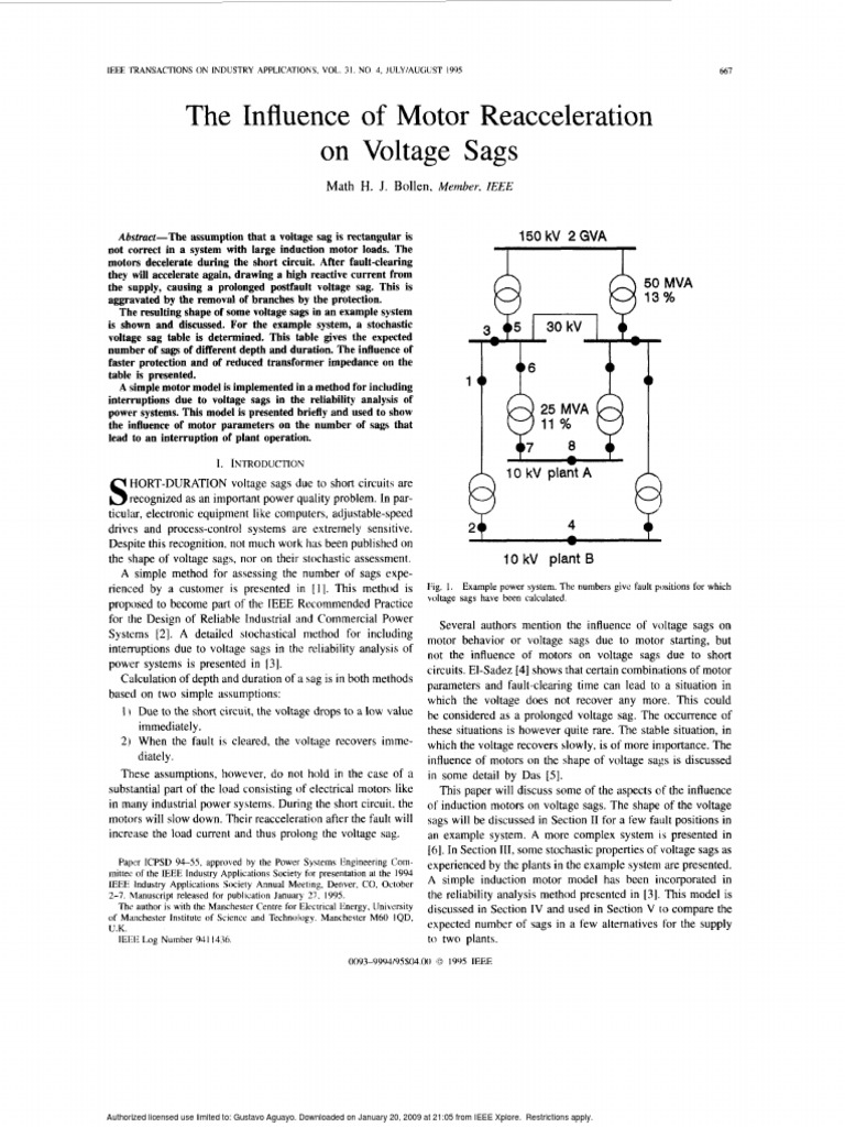 IEEE-The Influence of Motor Reacceleration On Voltage Sags | PDF ...