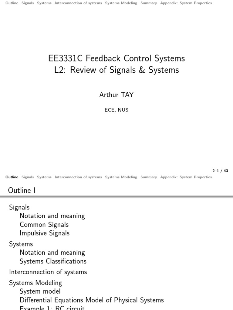 EE3331C Feedback Control Systems L2: Review of Signals & Systems | Download Free PDF | Nonlinear ...