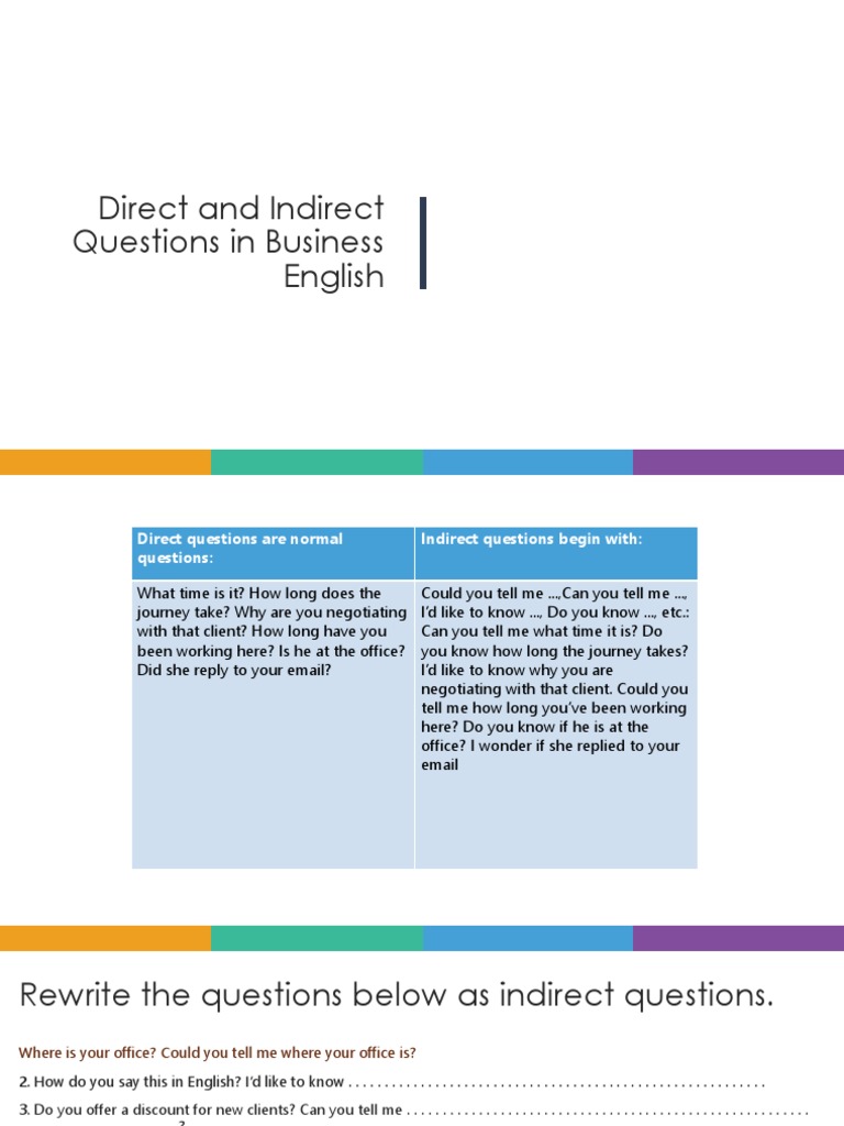 Direct and Indirect Questions in Business English | PDF