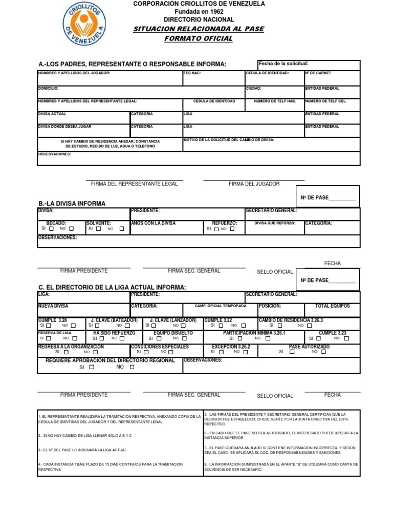 Formato Pase Oficial | PDF