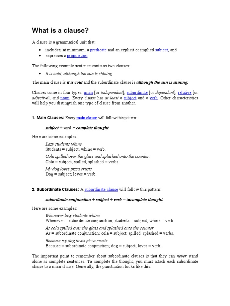 English - Clause | PDF | Clause | Subject (Grammar)