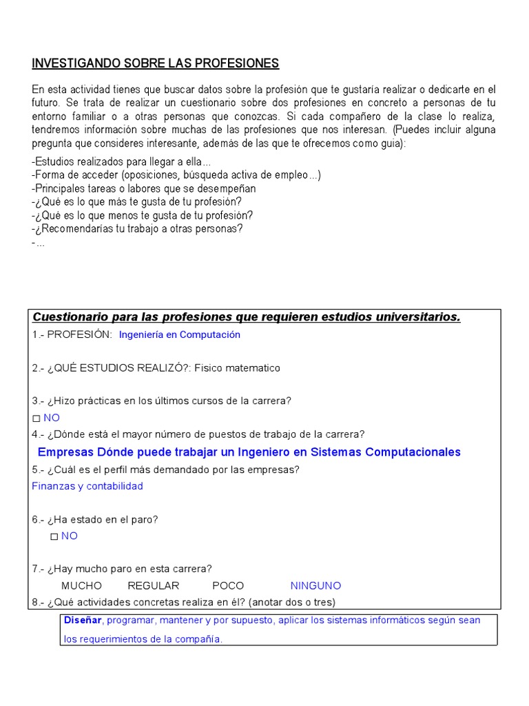 Actividades Vocacionales y Profesiones | PDF | Informática | Business