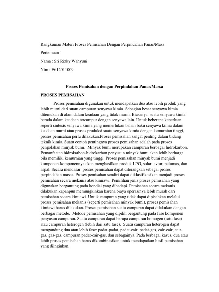 Proses Pemisahan Kimia dan Metode | PDF