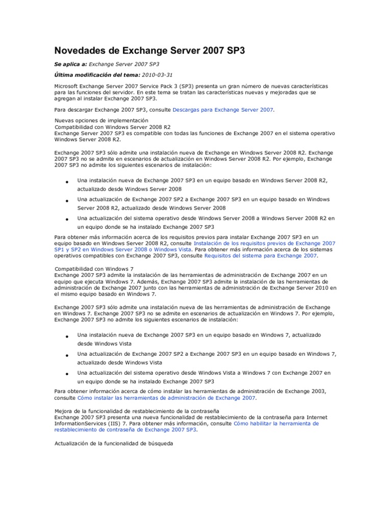 Instalar Exchange Server 2007 SP3 en Windows 2008 R2 | Descargar gratis ...