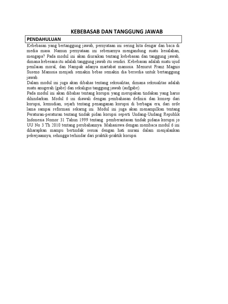 Kebebasab Dan Tanggung Jawab | PDF