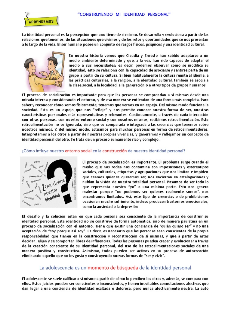 Separata 1° Act.4 Exp | Descargar gratis PDF | Adolescencia | Percepción
