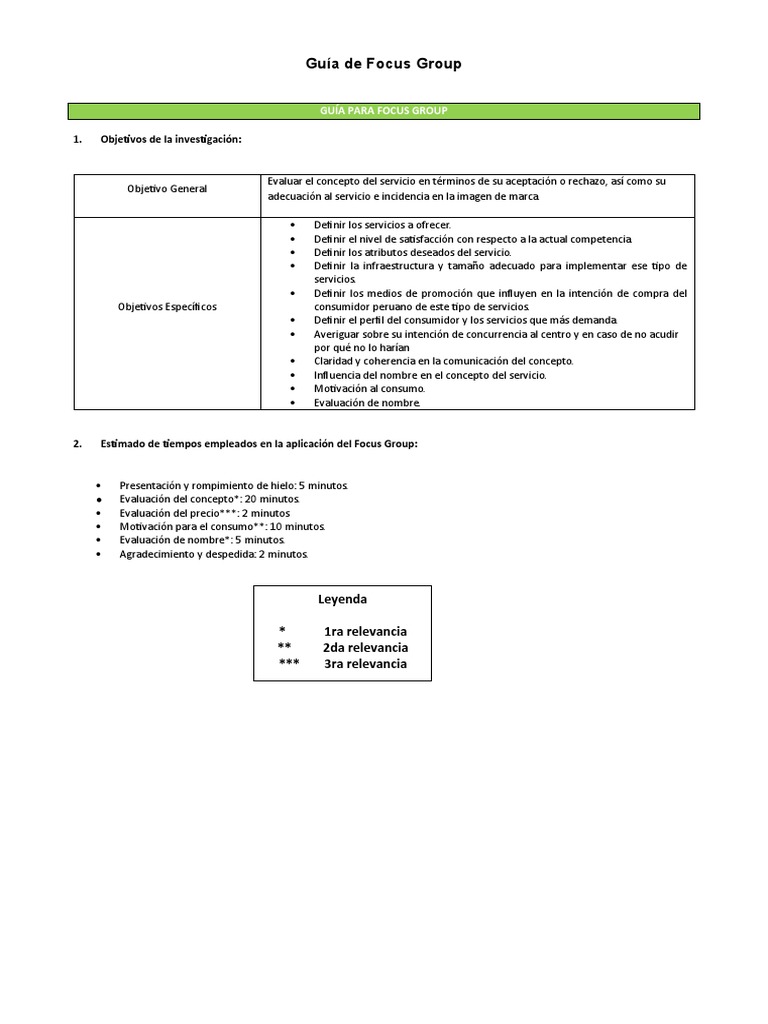 Guía de Focus Group | PDF | Conceptos psicologicos | Cognición