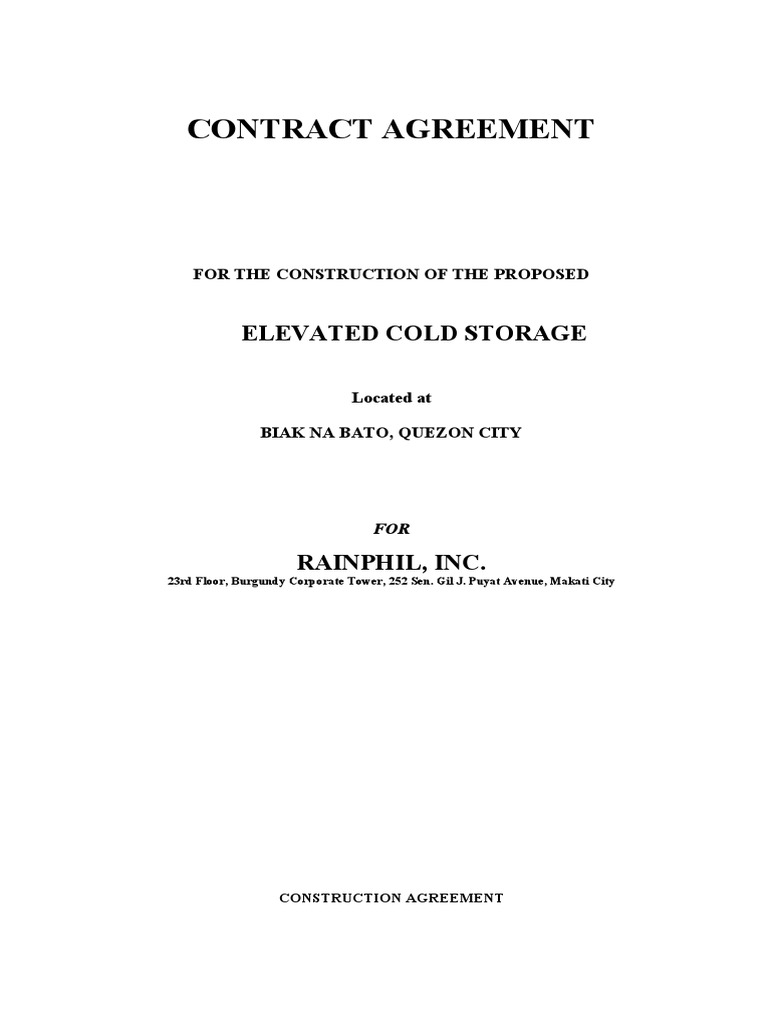 Construction Agreement for Cold Storage | PDF | Breach Of Contract ...