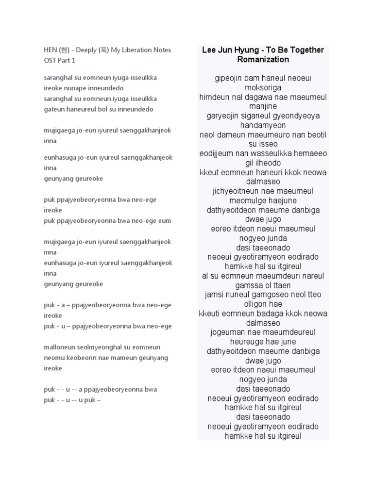 My Liberation Notes Ost | PDF