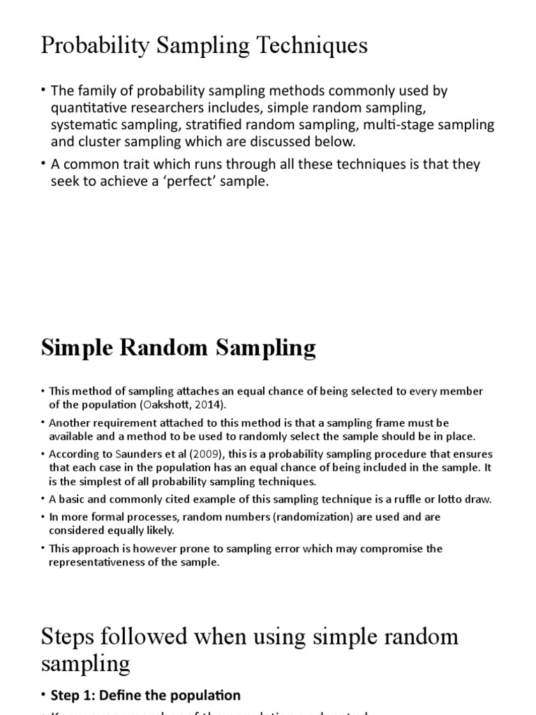 Overview of Probability Sampling Methods | PDF | Sampling (Statistics ...