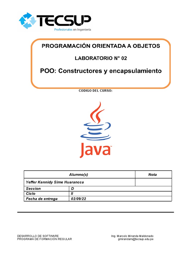 Programación orientada a objetos con constructores | PDF | Java (lenguaje de programación ...