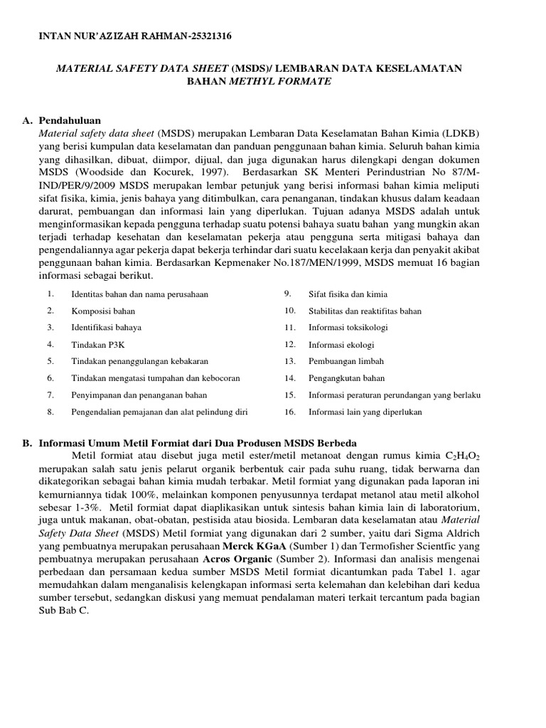 Intan Tugas Msds | PDF
